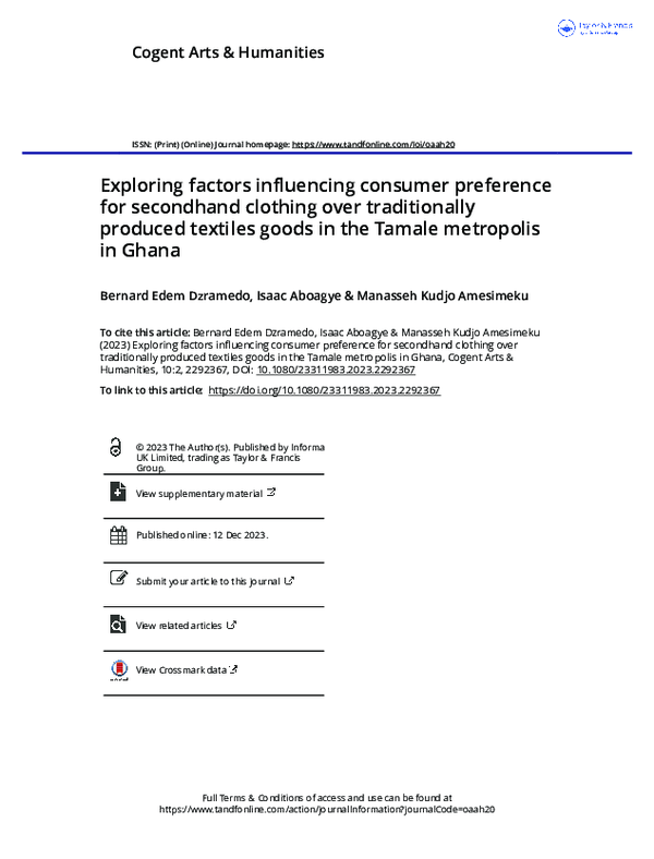(PDF) Exploring factors influencing consumer preference for secondhand ...