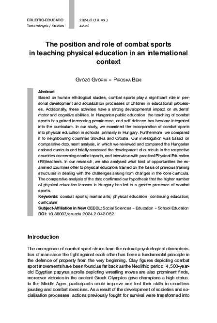 (PDF) The position and role of combat sports in teaching physical ...