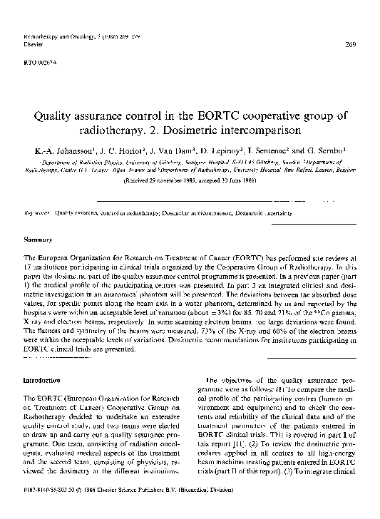 (PDF) Quality assurance control in the EORTC cooperative group of ...