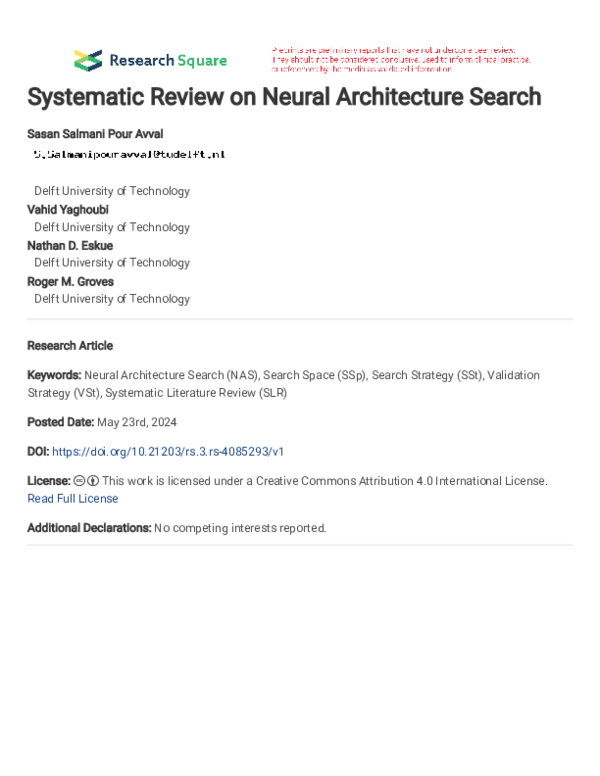(PDF) Systematic Review on Neural Architecture Search