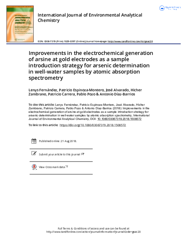(PDF) Improvements in the electrochemical generation of arsine at gold ...
