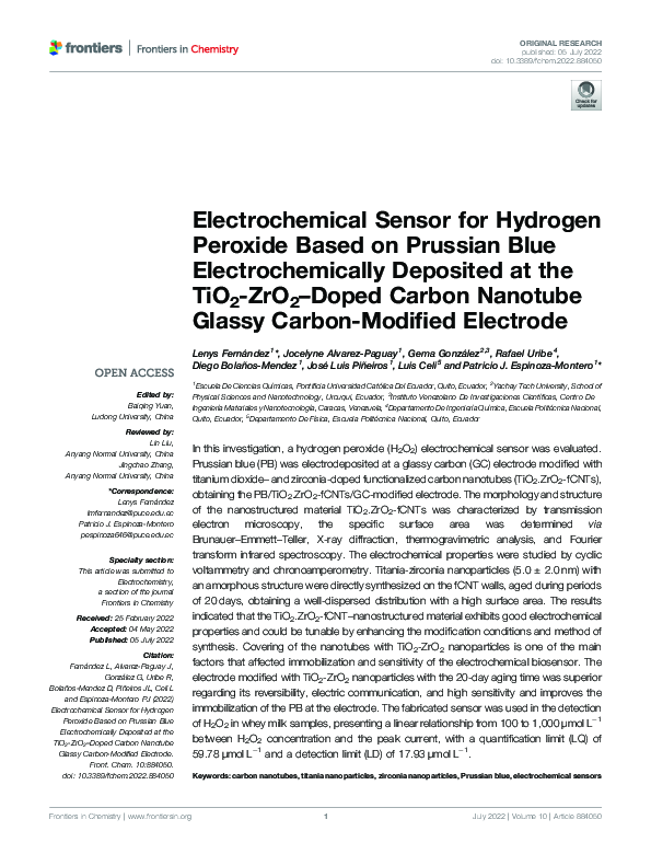 (PDF) Electrochemical Sensor for Hydrogen Peroxide Based on Prussian Blue Electrochemically ...