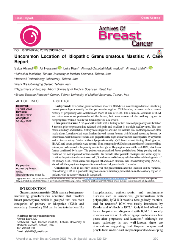 (PDF) Atypical Presentation of Granulomatous Mastitis in Axilla
