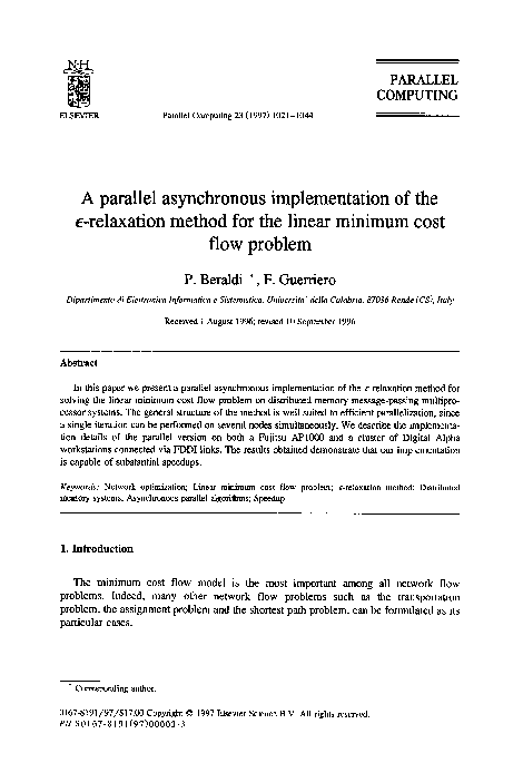 (PDF) A parallel asynchronous implementation of the ϵ-relaxation method for the linear minimum ...