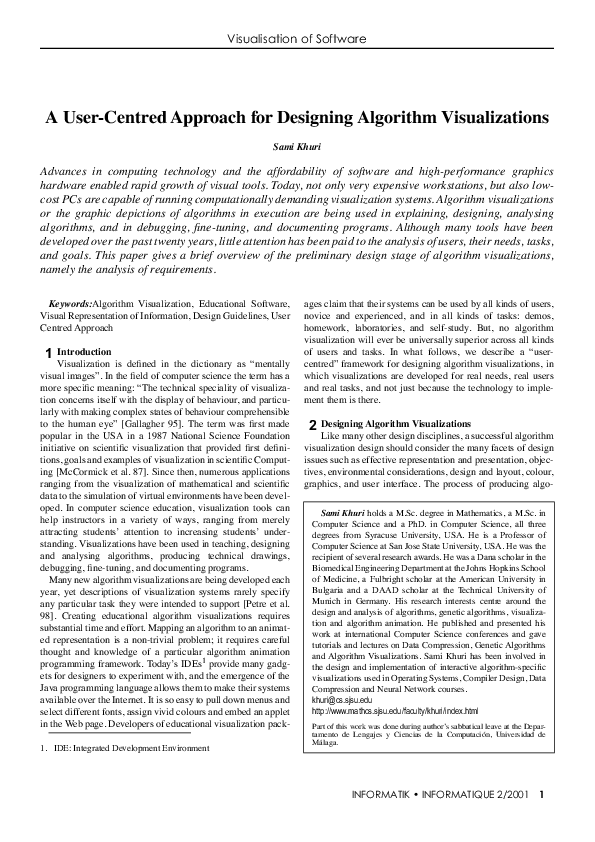 (PDF) A User-Centred Approach for Designing Algorithm Visualizations