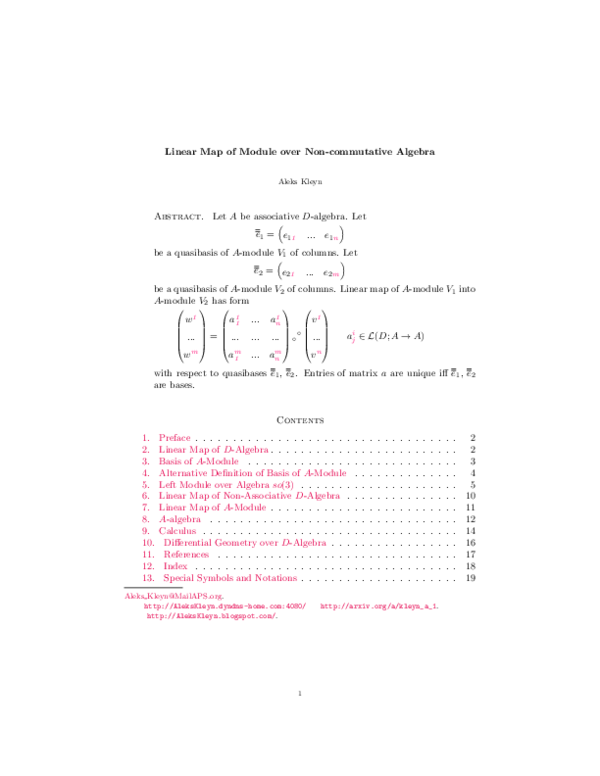 Pdf Linear Map Of Module Over Non Commutative Algebra