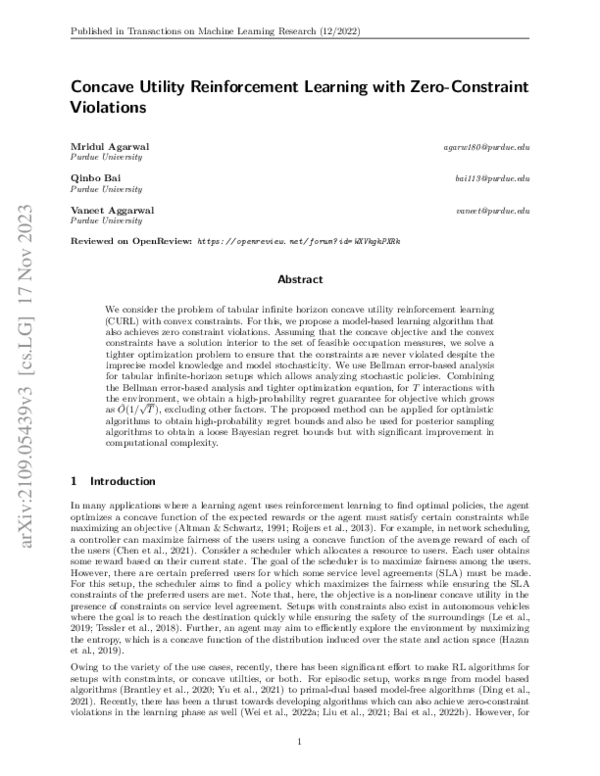 (PDF) Concave Utility Reinforcement Learning with Zero-Constraint Violations