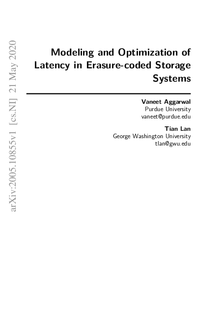 (PDF) Modeling and Optimization of Latency in Erasure-coded Storage Systems