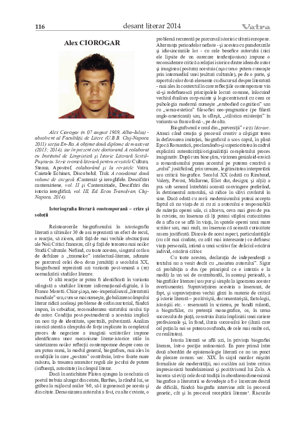 (PDF) Istoriografia literară contemporană – crize şi soluţii