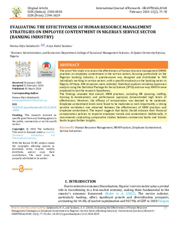 (PDF) Evaluating the Effectiveness of Human Resource Management Strategies on Employee ...