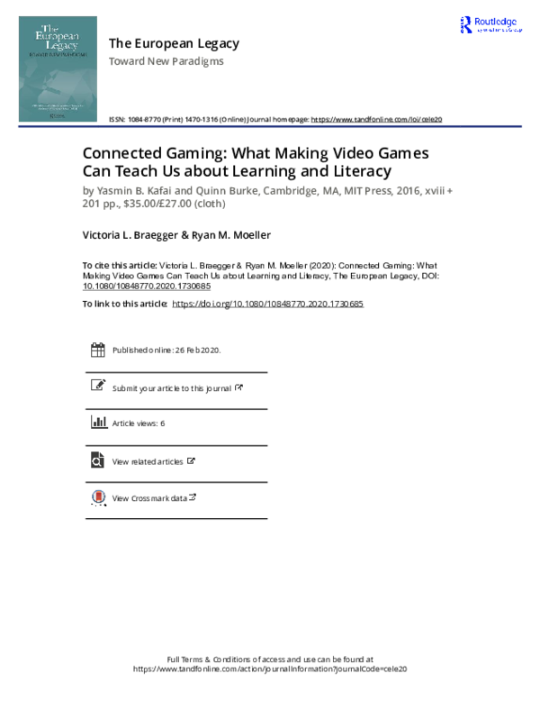(PDF) Connected Gaming: What Making Video Games Can Teach Us about ...