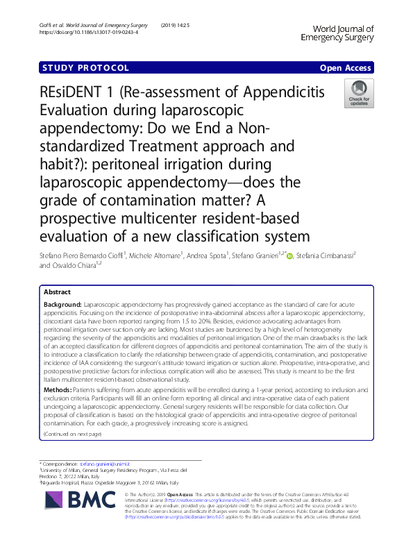 (PDF) REsiDENT 1 (Re-assessment of Appendicitis Evaluation during ...