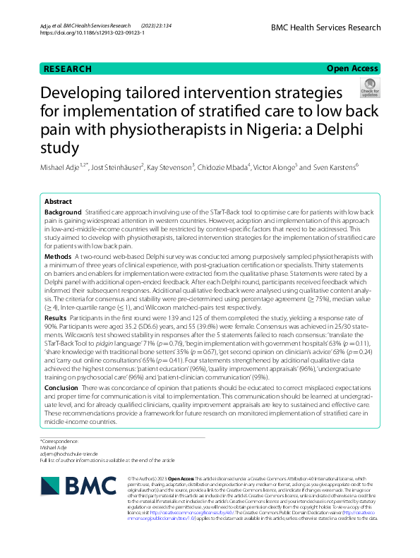 (PDF) Developing tailored intervention strategies for implementation of ...