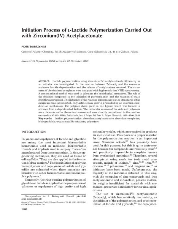 (PDF) Initiation process ofL-lactide polymerization carried out with ...