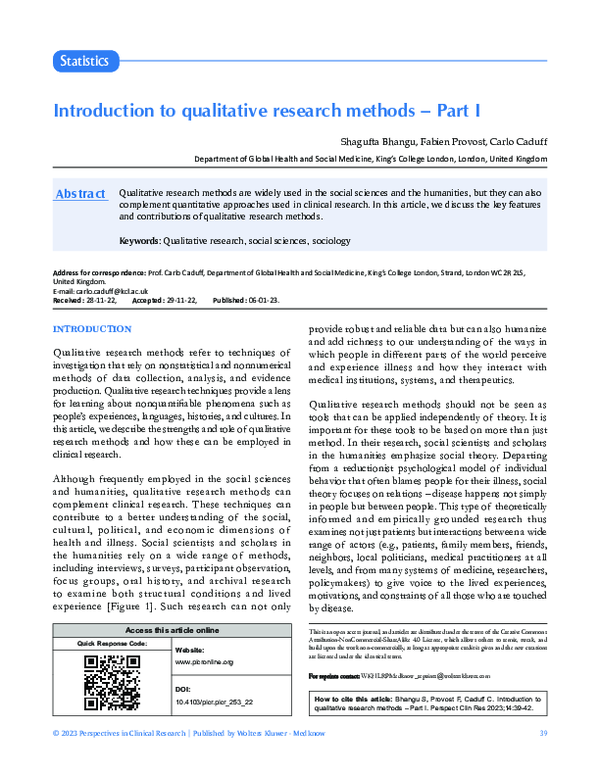 (PDF) Introduction to Qualitative Research Methods