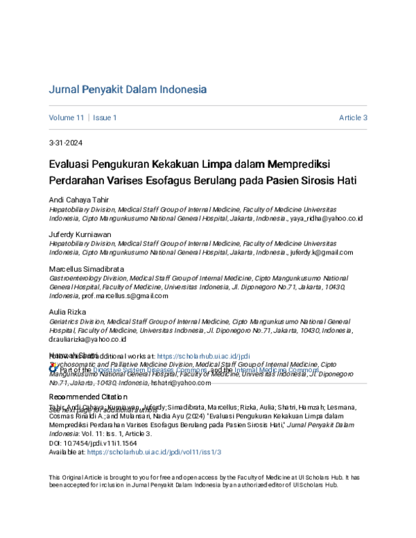 (PDF) Evaluasi Pengukuran Kekakuan Limpa dalam Memprediksi Perdarahan ...