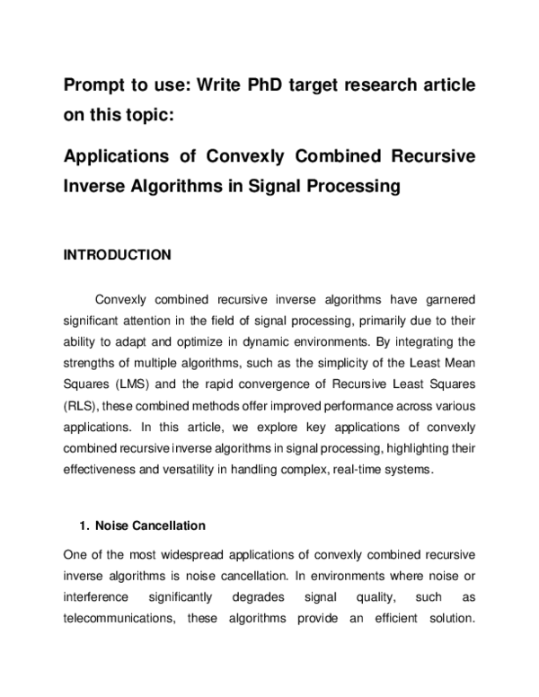 (PDF) Prompt to use: Write PhD target research article on this topic: Applications of Convexly ...