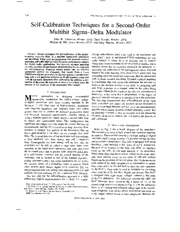 (PDF) Self-calibration techniques for a second-order multibit sigma ...