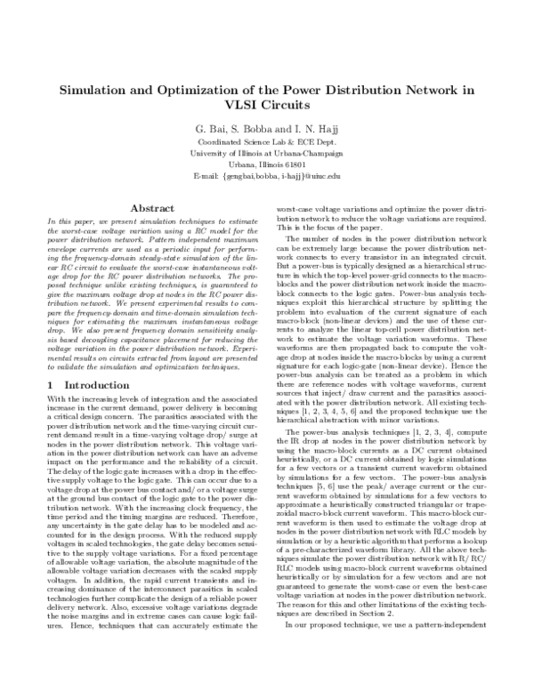 (PDF) Optimizing Power Distribution in VLSI Circuits