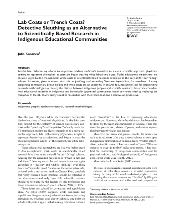 (PDF) Lab Coats or Trench Coats? Detective Sleuthing as an Alternative ...