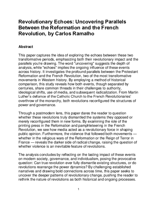 (PDF) Revolutionary Echoes: Uncovering Parallels Between the ...