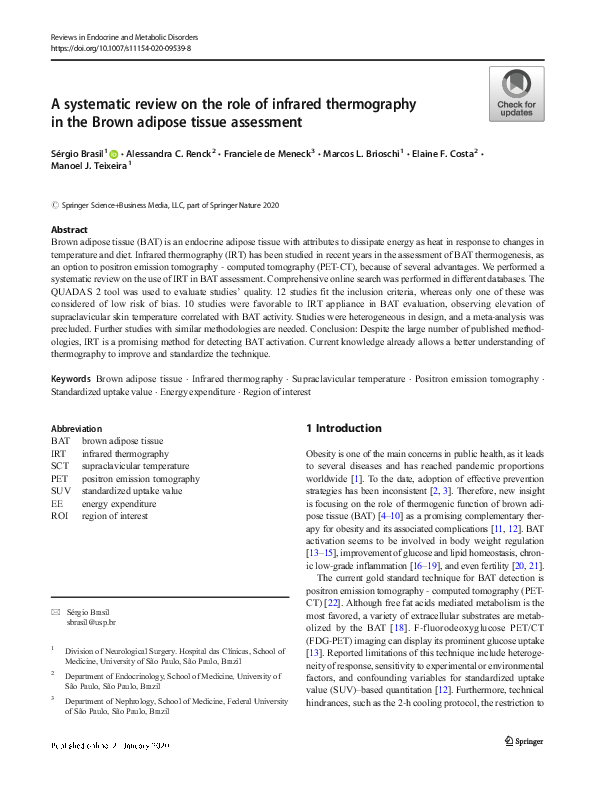 (PDF) A systematic review on the role of infrared thermography in the Brown adipose tissue ...