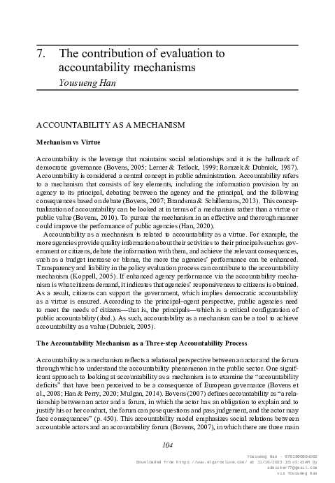 (PDF) 7. The contribution of evaluation to accountability mechanisms
