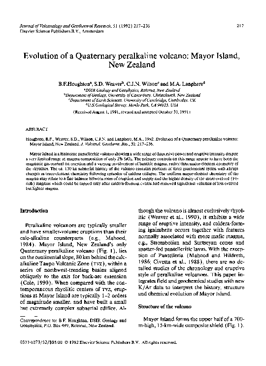 (PDF) Evolution of a Quaternary peralkaline volcano: Mayor Island, New ...