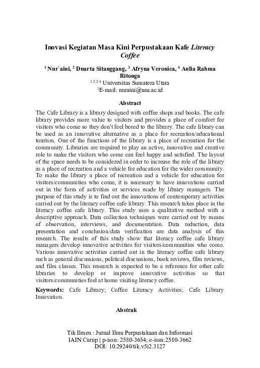 (PDF) Inovasi Kegiatan Masa Kini Perpustakaan Kafe Literacy Coffee