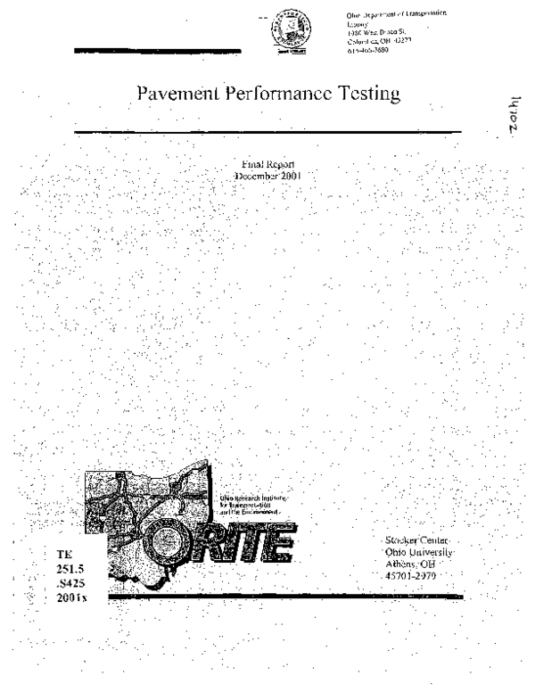 (PDF) Pavement Performance Testing