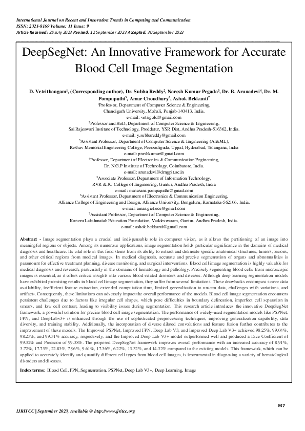 (PDF) DeepSegNet: An Innovative Framework for Accurate Blood Cell Image Segmentation