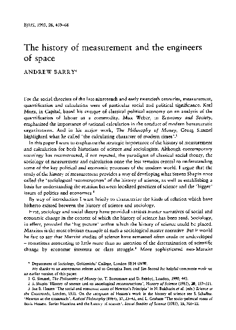 (PDF) The history of measurement and the engineers of space