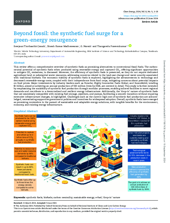 (PDF) Beyond Fossil: The synthetic fuel surge for a green energy resurgence
