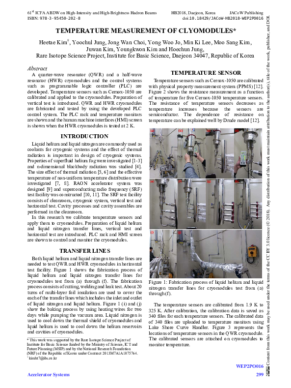 (PDF) Temperature Measurement of Cryomodules