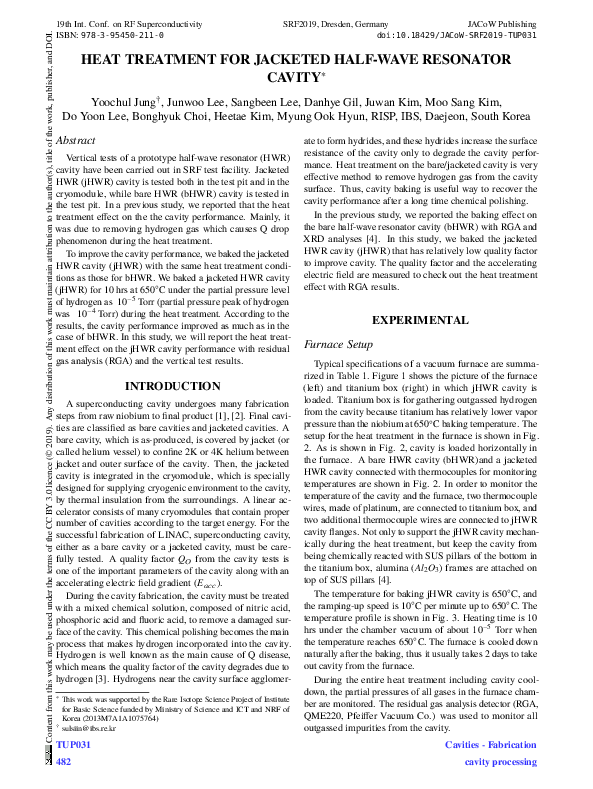 (PDF) Heat Treatment for Jacketed Half-wave Resonator Cavity
