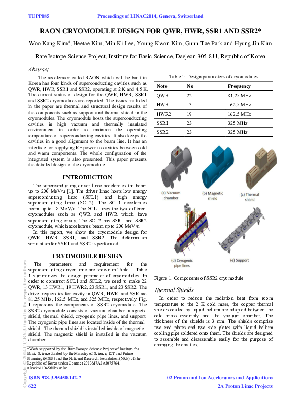 (PDF) RAON Cryomodule Design for QWR, HWR, SSR1 and SSR2
