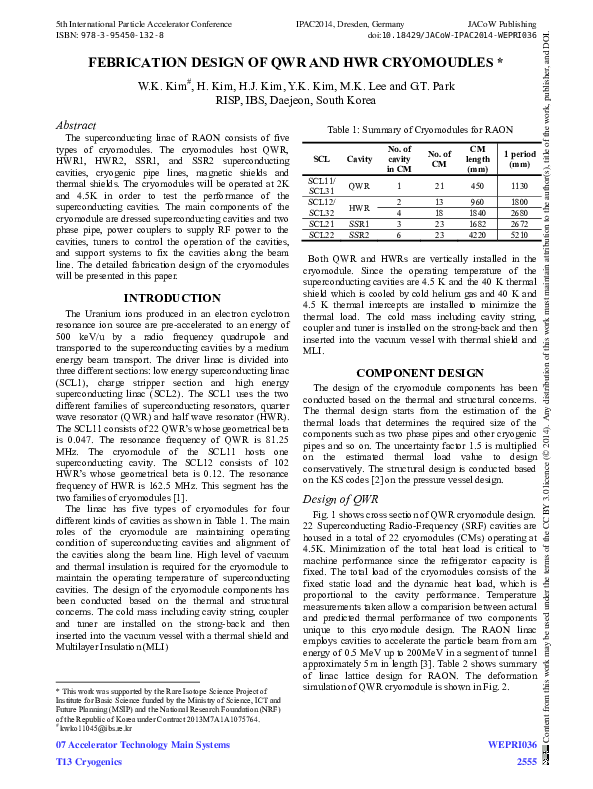 (PDF) Fabrication Design of QWR and HWR Cryomodules