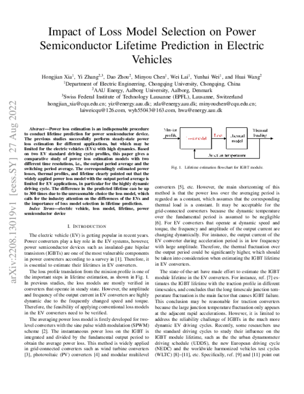 (PDF) Impact of Loss Model Selection on Power Semiconductor Lifetime Prediction in Electric Vehicles
