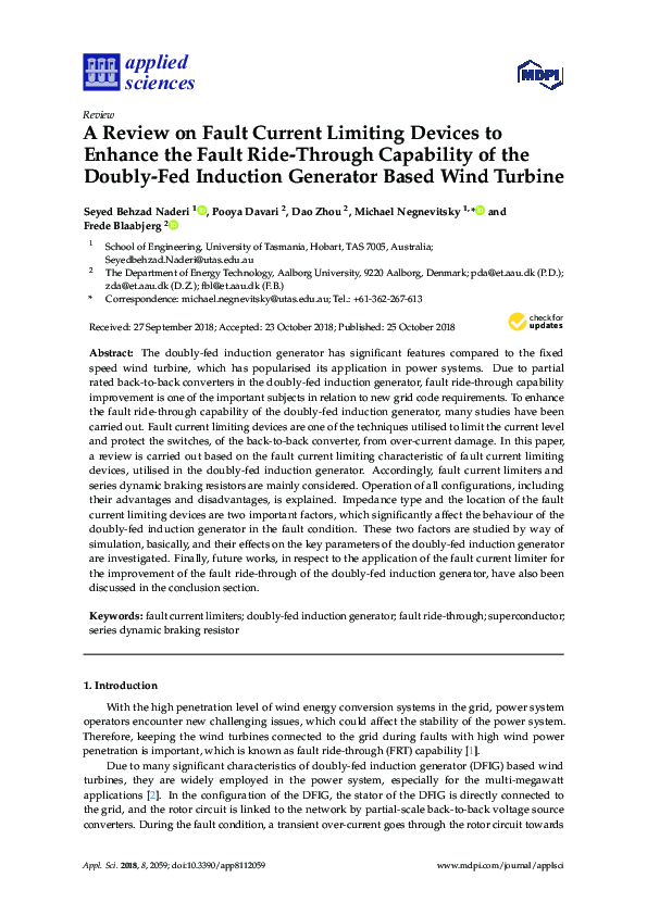 Pdf A Review On Fault Current Limiting Devices To Enhance The Fault Ride Through Capability Of