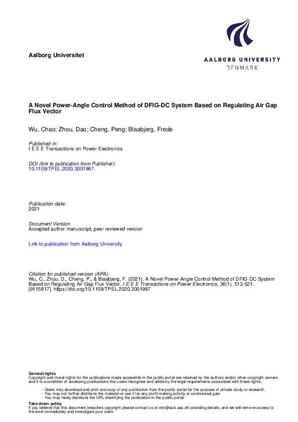 (PDF) A Novel Power-Angle Control Method of DFIG-DC System Based on ...