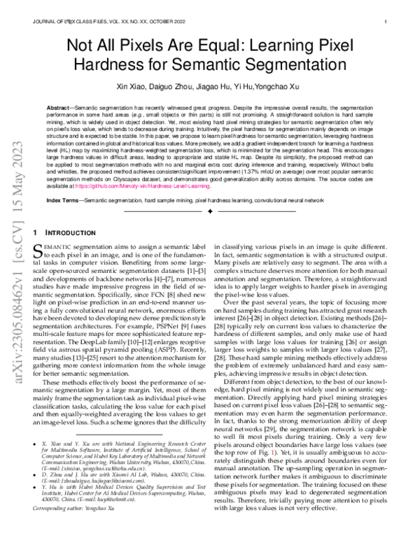 (PDF) Not All Pixels Are Equal: Learning Pixel Hardness for Semantic Segmentation