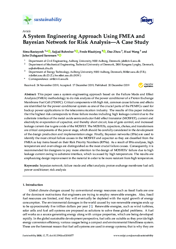 (PDF) A System Engineering Approach Using FMEA and Bayesian Network for Risk Analysis—A Case Study