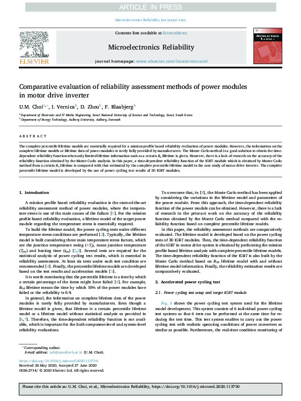 Pdf Reliability Assessment Of Igbt Modules Using Monte Carlo