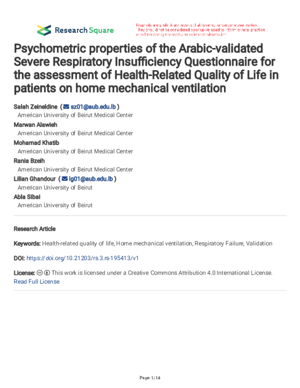 (PDF) Psychometric properties of the Arabic-validated Severe ...