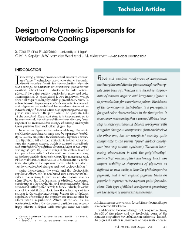 (PDF) Design of polymeric dispersants for waterborne coatings