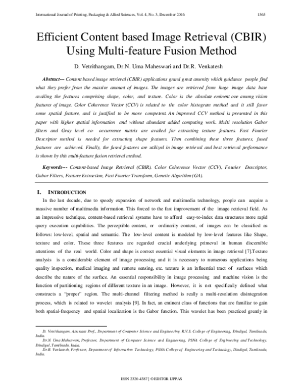 Pdf Efficient Content Based Image Retrieval Cbir Using Multi Feature Fusion Method