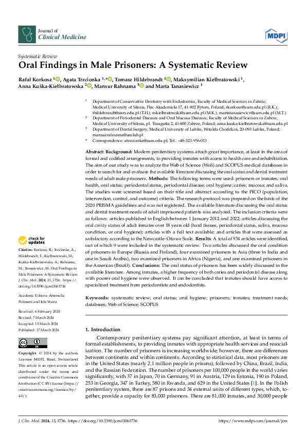 (PDF) Oral Findings in Male Prisoners: A Systematic Review