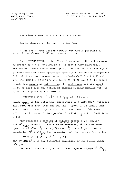 (PDF) The Kunneth formula for Hilbert complexes