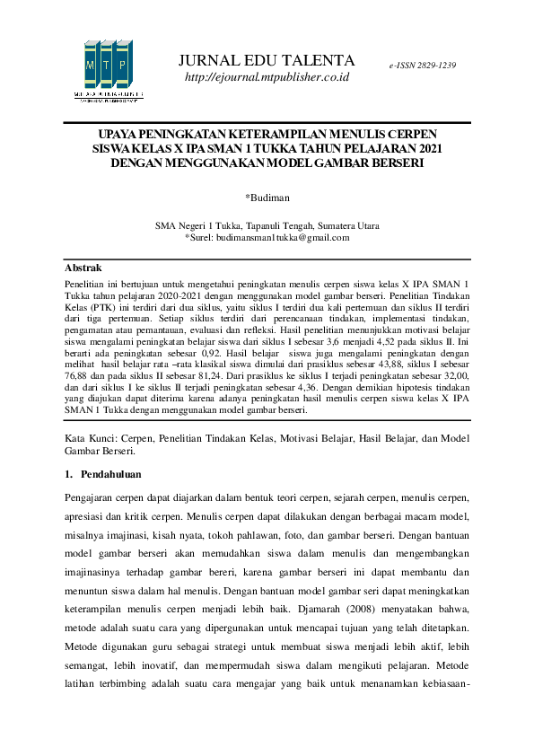 (PDF) Upaya Peningkatan Keterampilan Menulis Cerpen Siswa Kelas X IPA SMAN 1 Tukka Tahun ...