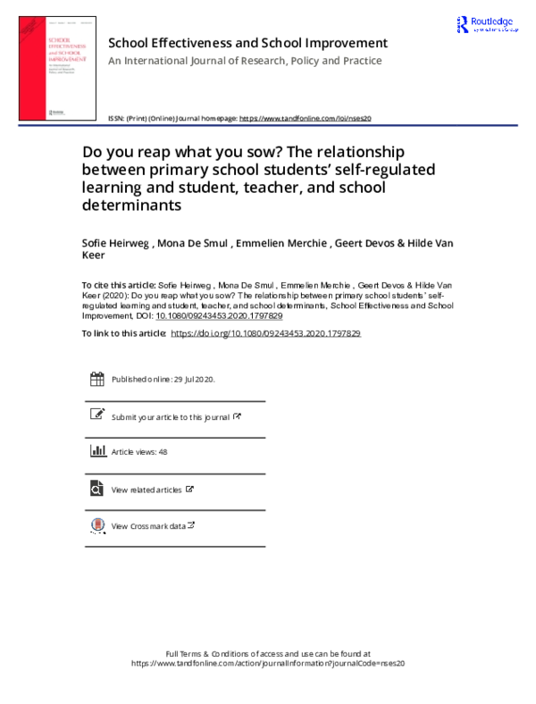 (PDF) Do you reap what you sow? The relationship between primary school students’ self-regulated ...